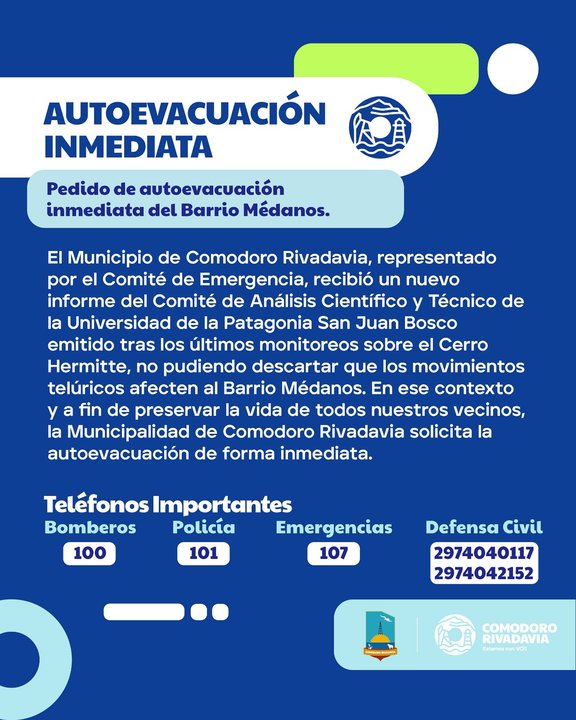 Evacuado de Bº Médanos: “Escuché todo el ruido, el arrastre que hacía ...